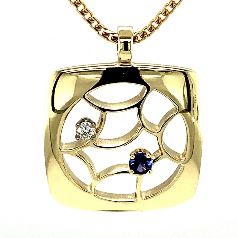 Through The Circle. Sapphire and Diamond Pendant. - Declan Killen